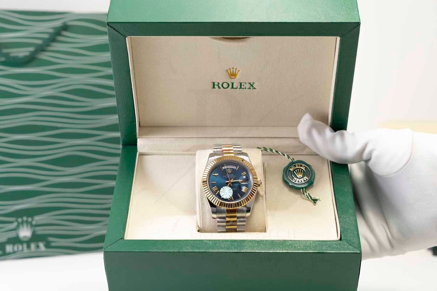 Rolex Day Date Acero-Dorado Cara Azul Automático AAA Japones - Prime ...